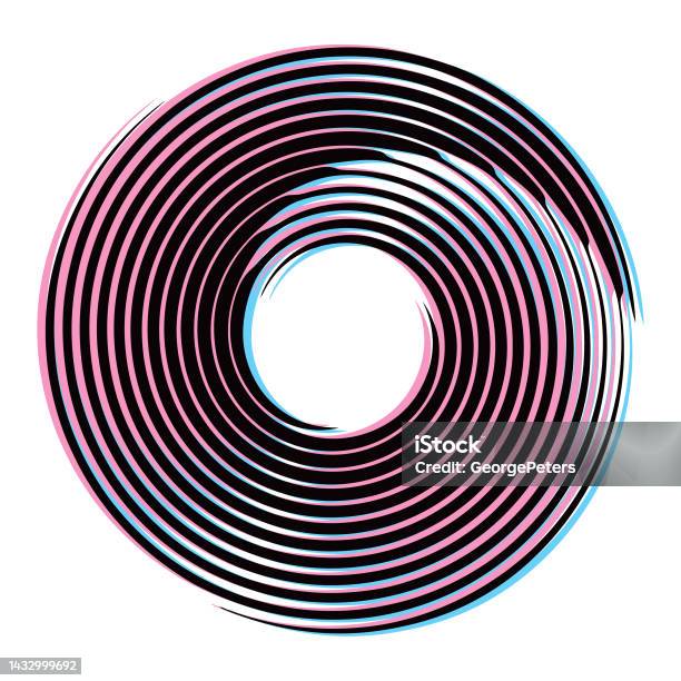Spiral Concentric Pattern With Glitch Technique Stock Illustration