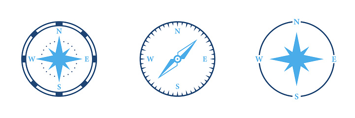 Jeu Dicônes De Silhouette De Navigation De Léquipement Compass