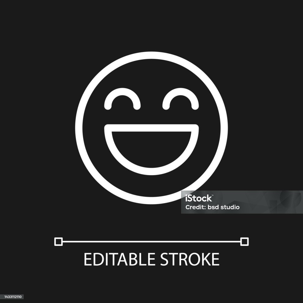 Lachendes Emojipixel Perfektes Weißes Lineares Uisymbol Für Dunkles ... Lachendes Emojipixel Perfektes Weißes Lineares Uisymbol Für Dunkles ...