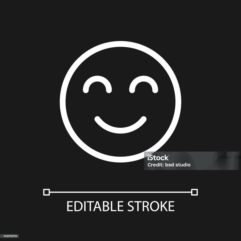 Contented Emoji Pixel Perfect White Linear Ui Icon For Dark Theme ... Contented Emoji Pixel Perfect White Linear Ui Icon For Dark Theme ...