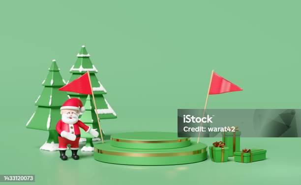 Santa Claus Dengan Kotak Hadiah Pohon Natal Podium Panggung Silinder ... Santa Claus Dengan Kotak Hadiah Pohon Natal Podium Panggung Silinder ...