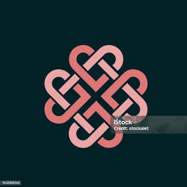 Logo Du Cœur Symbole Damour Nœud Celtique Éléments De Style Lignes