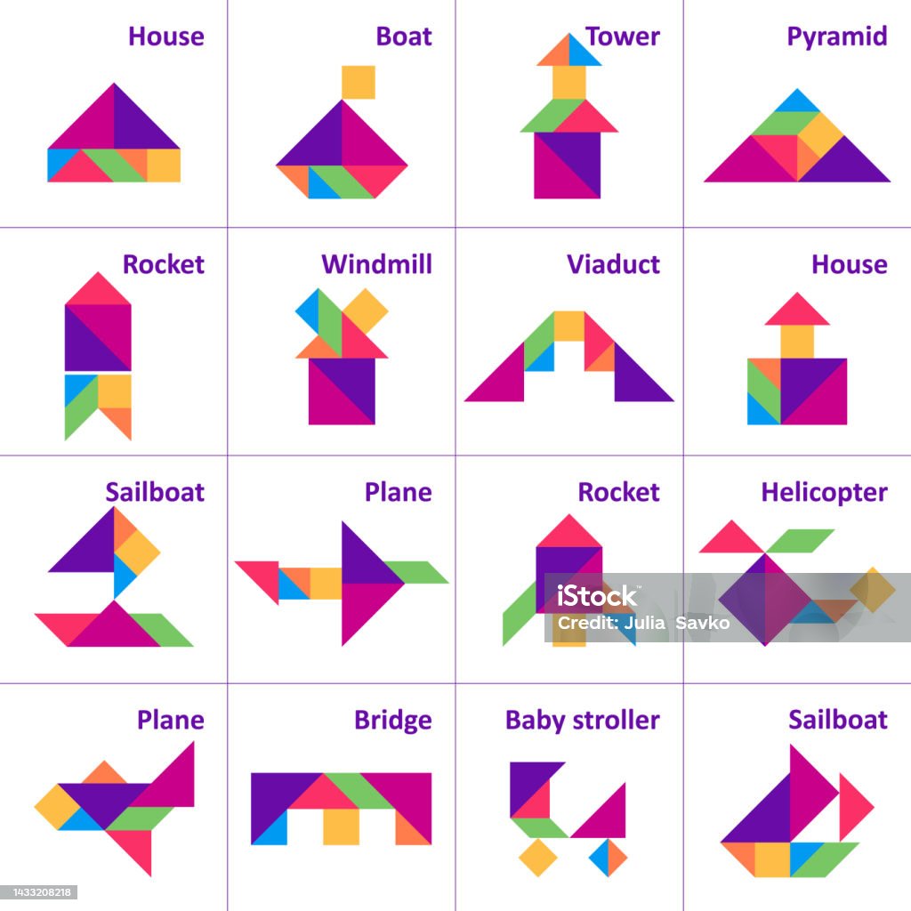 Tangram Puzzle Set Of Tangram Transport And Buildings Jigsaw For Kids ... Tangram Puzzle Set Of Tangram Transport And Buildings Jigsaw For Kids ...