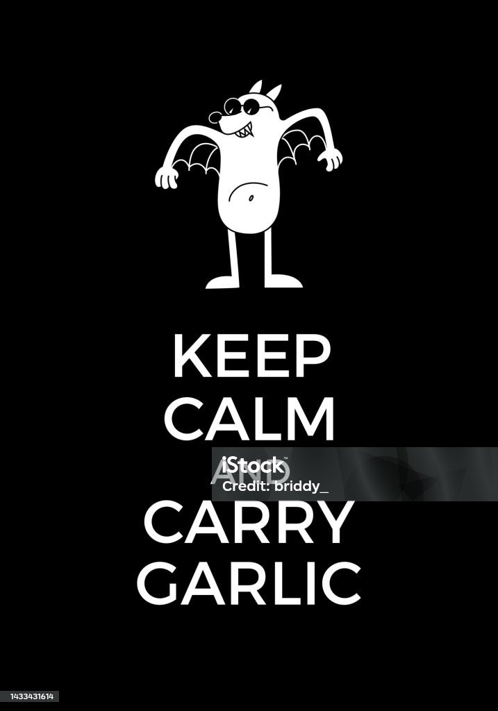 Keep Calm Poster With Funny Bat Illustration Vector Character In