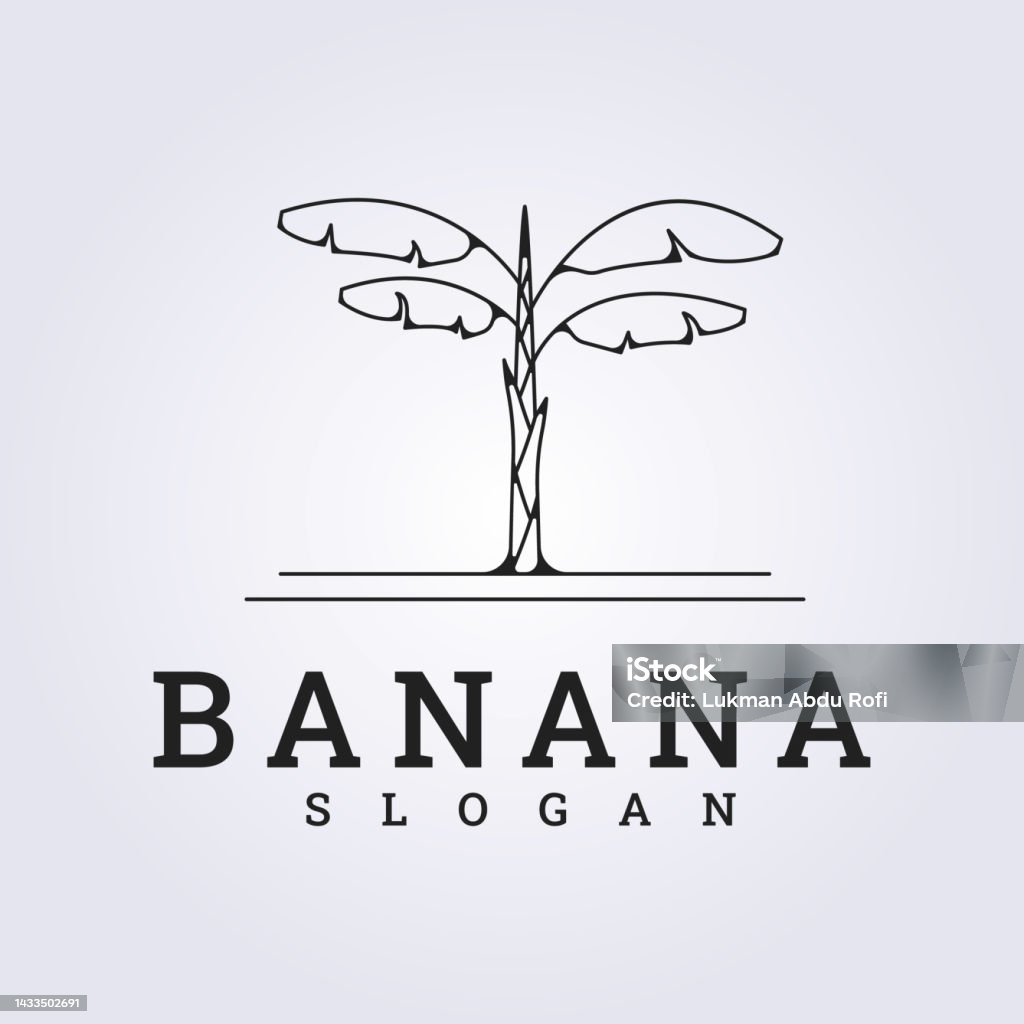 Modern Line Art Pisang Pohon Pisang Logo Vektor Desain Ilustrasi Ilustrasi Stok Unduh Gambar