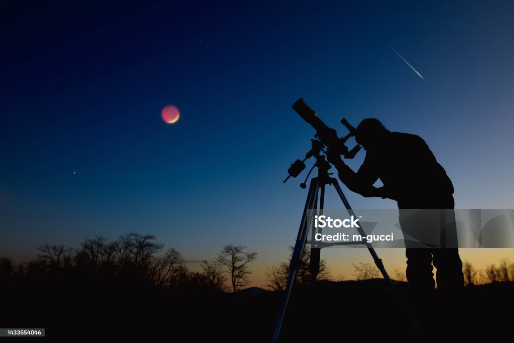 Astronomical Telescope And Equipment For Observing Stars Milky Way Moon