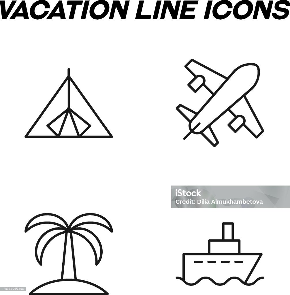Minimalistic Outline Signs Drawn In Flat Style Editable Stroke Vector Line Icon Set With Symbols