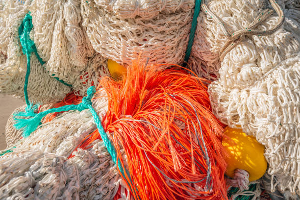 Free picture: White thread rope net with knots close-up texture