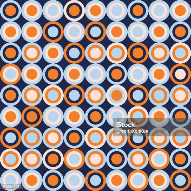 Bentuk Bulat Geometris Abstrak Pola Pengulangan Mulus Modern Gaya 60an