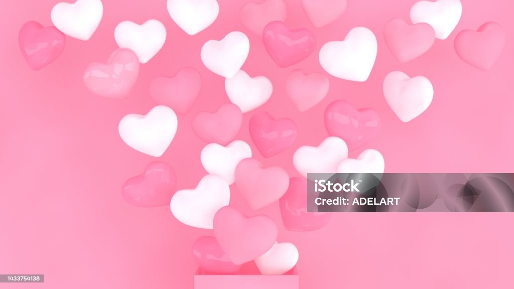 Hearts Background Valentines Day Banner Design 3d Illustration Pastel
