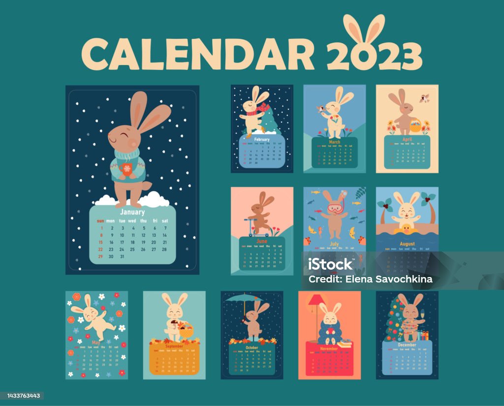 Template Kalender 2023 Dengan Gambar Rabbit Lucu Ilustrasi Stok - Unduh ... Template Kalender 2023 Dengan Gambar Rabbit Lucu Ilustrasi Stok - Unduh ...