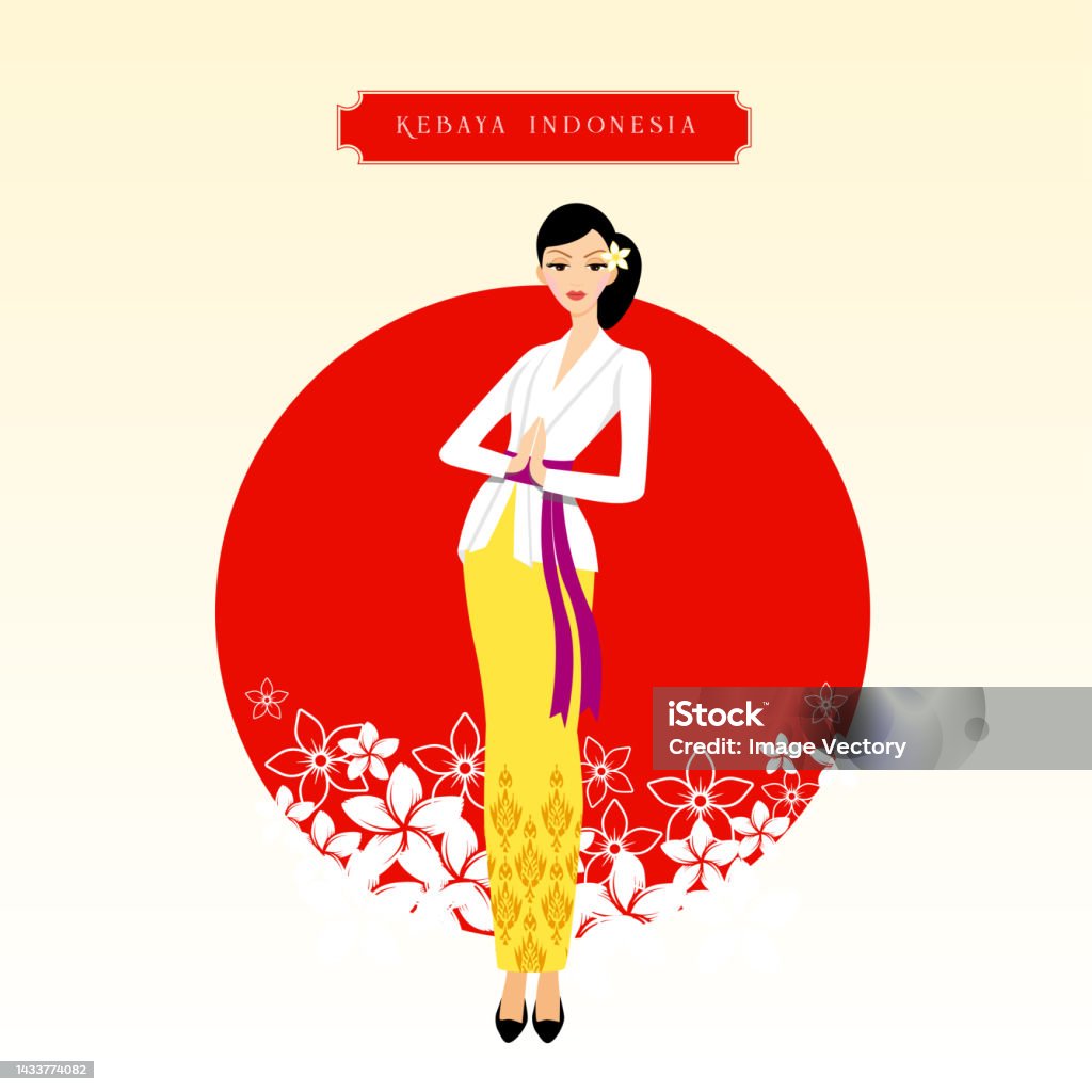 Indonesian Woman Wearing Traditional Clothing And Balinese Batik