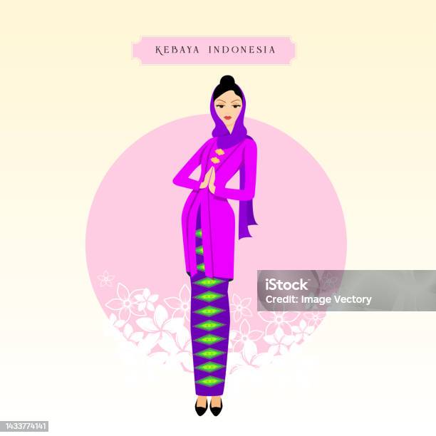 Indonesian Woman Wearing Traditional Clothing And Batik向量圖形及更多亞洲和印度人圖片