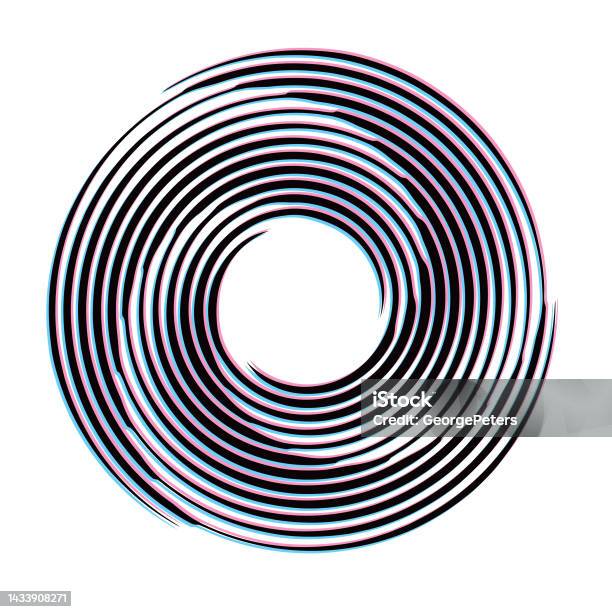 Spiral Concentric Pattern With Glitch Technique Stock Illustration