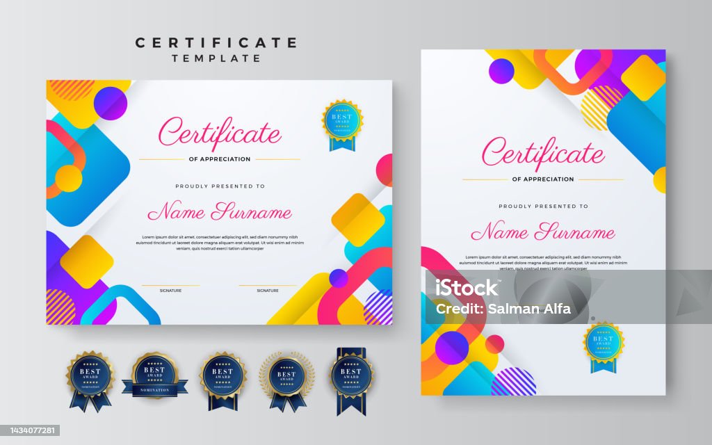 Desain Sertifikat Prestasi Dengan Lencana Dan Segel Templat Vektor ... Desain Sertifikat Prestasi Dengan Lencana Dan Segel Templat Vektor ...