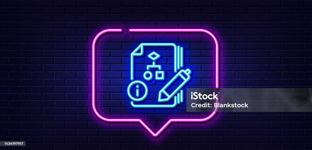 Documentation With Algorithm Line Icon Technical Instruction Sign Neon