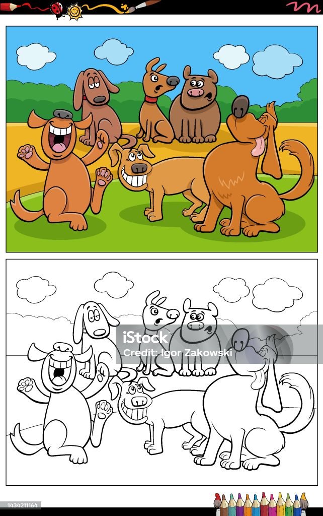 Cartoon Hunde Tierfiguren Gruppe Malvorlage Stock Vektor Art und mehr ... Cartoon Hunde Tierfiguren Gruppe Malvorlage Stock Vektor Art und mehr ...