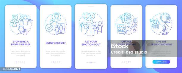 Tingkatkan Harga Diri Layar Aplikasi Seluler Onboarding Gradien Biru