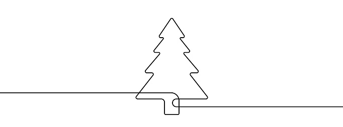 Fond De Ligne Darbre De Noël Dessin Au Trait Continu De Licône De