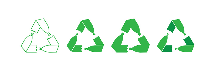 Les Bouteilles Forment Un Jeu Dicônes De Recyclage Symbole De Léconomie