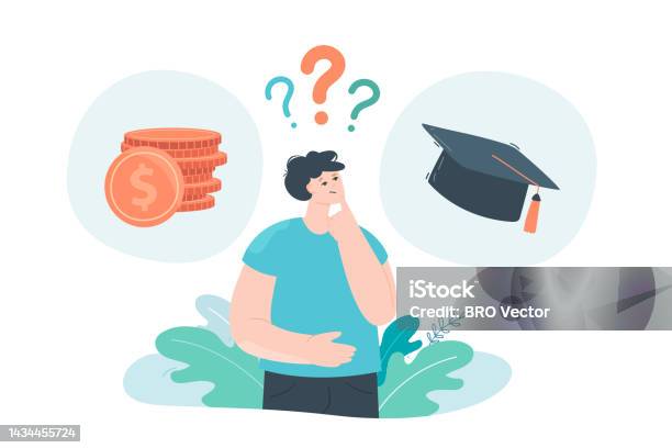 Pria Bingung Memilih Antara Universitas Dan Menabung Ilustrasi Stok ... Pria Bingung Memilih Antara Universitas Dan Menabung Ilustrasi Stok ...