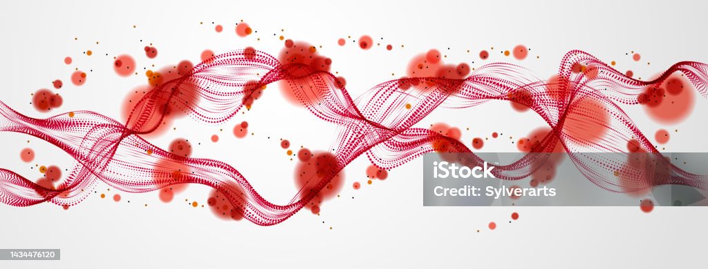Partikel Energi Yang Mengalir Gelombang Split Ganda Dari Titiktitik