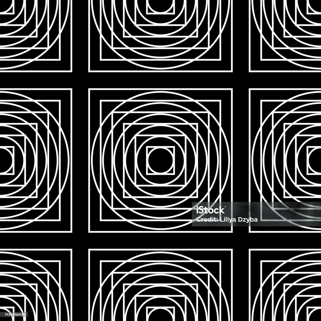 Squares Circles Geometry Seamless Pattern Flat Style Square And Circles