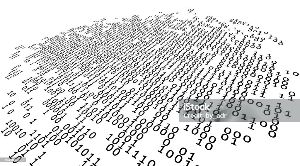 Black And White Binary Coding Background With 0 And 1 Digits Stock
