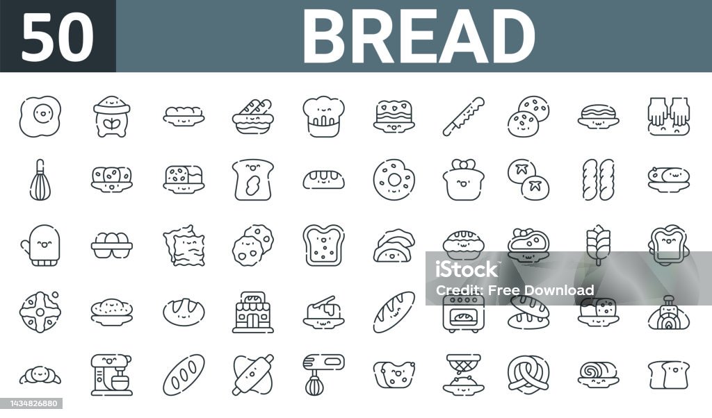 Set 50 Ikon Roti Web Garis Besar Seperti Telur Goreng Tepung Brioche ... Set 50 Ikon Roti Web Garis Besar Seperti Telur Goreng Tepung Brioche ...