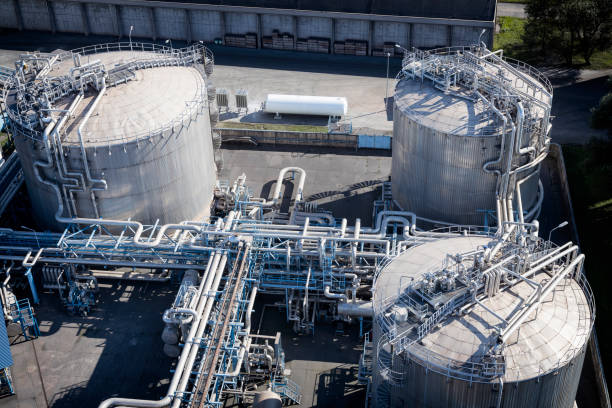Free Stock Photo of Large distillation tanks with spiral staircases at ...