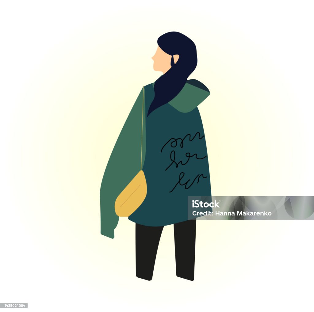 Cute Darkhaired Girl In Casual Clothes Stock Illustration Download
