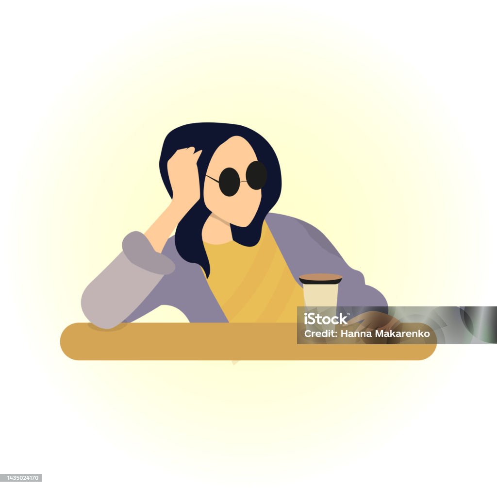 Cute Darkhaired Girl In Casual Clothes Stock Illustration Download