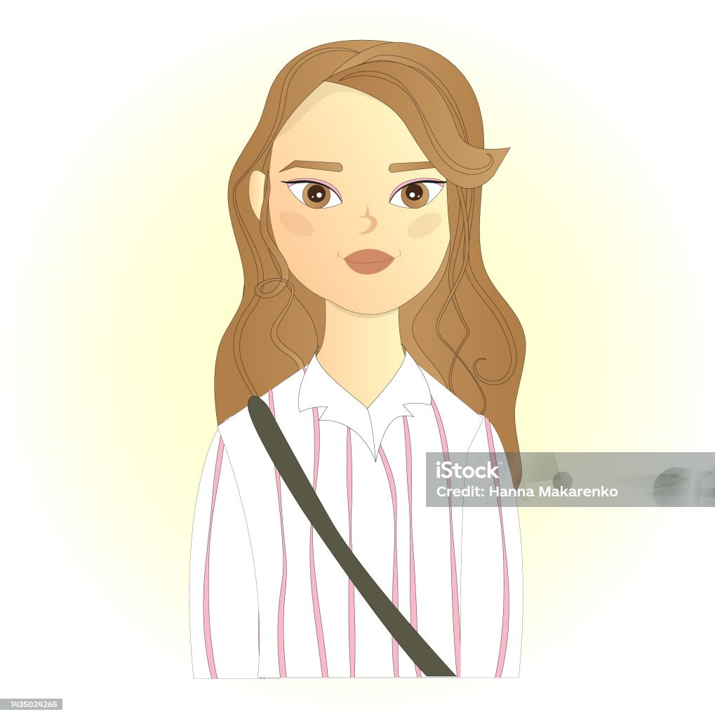 Cute Darkhaired Girl In Stylish Clothes Stock Illustration Download