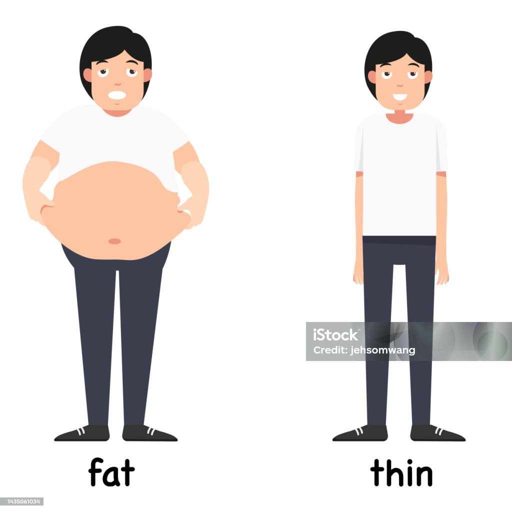 Katakata Yang Berlawanan Dengan Ilustrasi Vektor Gemuk Dan Tipis ... Katakata Yang Berlawanan Dengan Ilustrasi Vektor Gemuk Dan Tipis ...