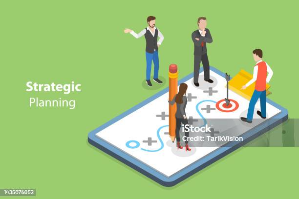Vektor Datar Isometrik 3d Ilustrasi Konseptual Perencanaan Strategis