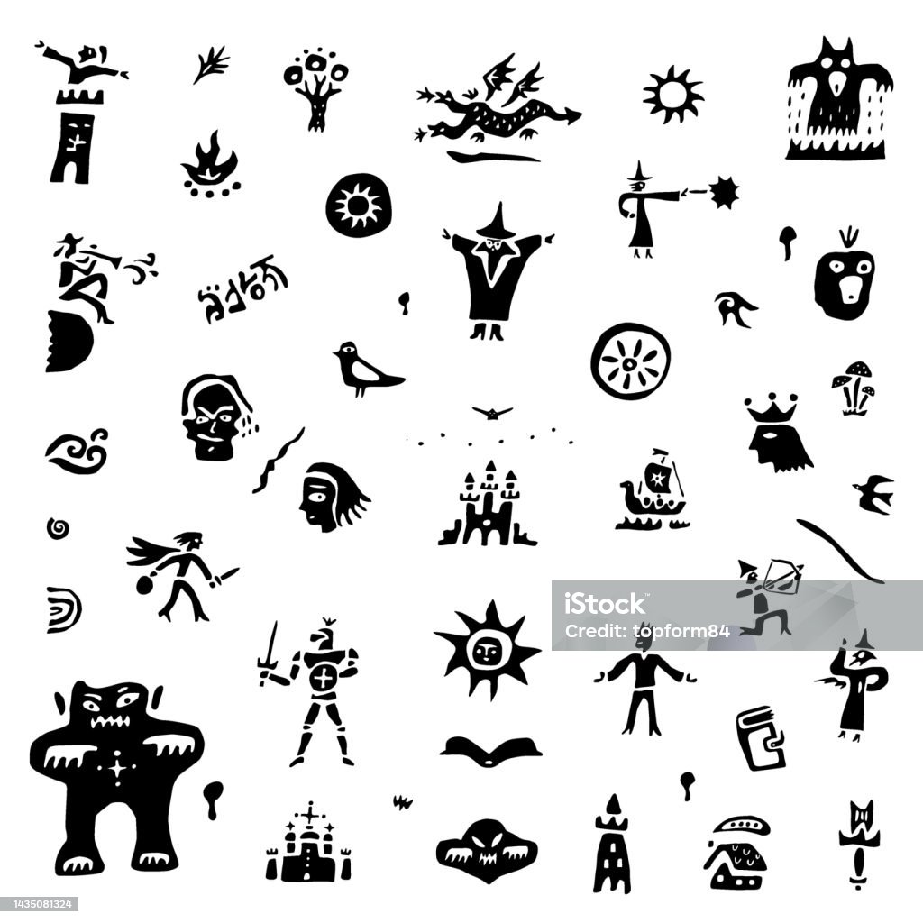 Fairy Tale Characters Set Graphic Design Elements Stock Illustration