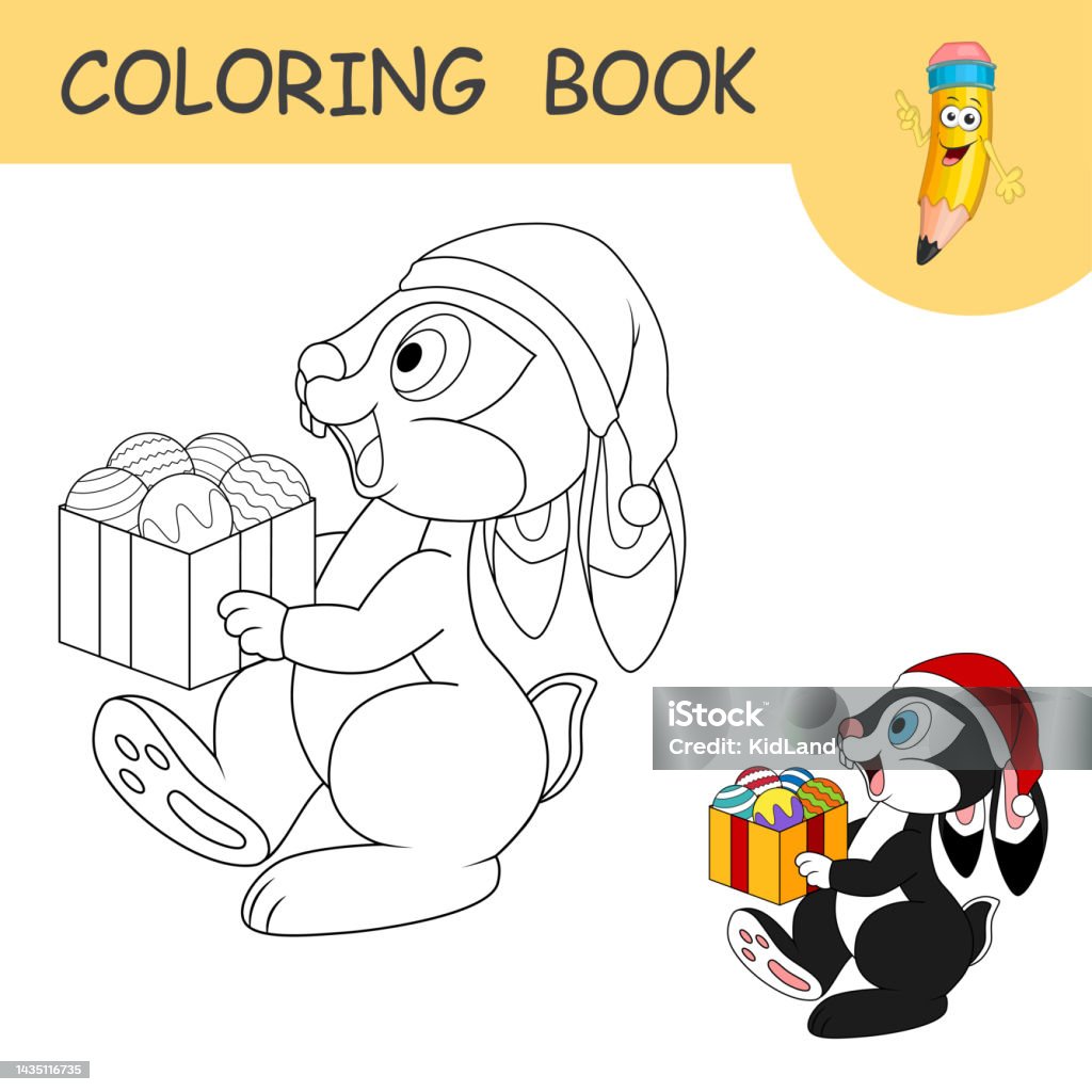 Un Livre De Coloriage Avec Un Lapin De Dessin Animé Contient Une Boîte