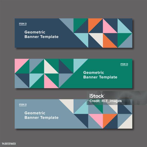 Template Desain Set Spanduk Horizontal Serbaguna Dengan Grafis Segitiga