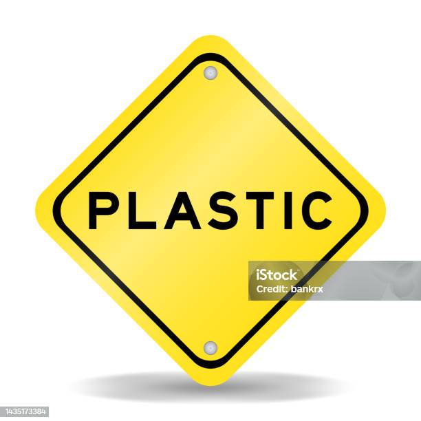 Panneau De Transport De Couleur Jaune Avec Mot Plastique Sur Fond Blanc