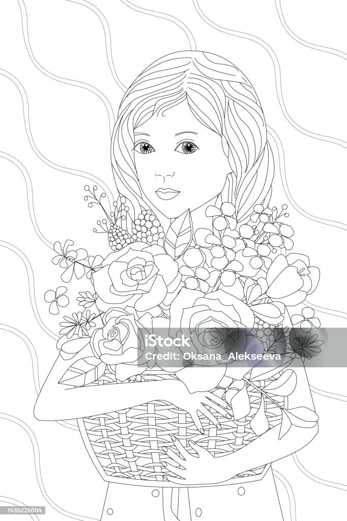 Gadis Kecil Yang Cantik Dengan Rambut Bergelombang Memegang Keranjang ... Gadis Kecil Yang Cantik Dengan Rambut Bergelombang Memegang Keranjang ...