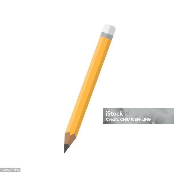 Pensil Kuning Ikon Kartun Vektor Alat Tulis Untuk Kantor Dan Sekolah