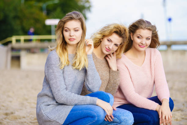 Free Stock Photo of Three Female Fashion Models Posing In Sea ...