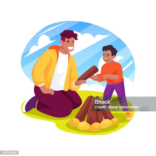 Buat Ilustrasi Vektor Kartun Terisolasi Api Unggun Ilustrasi Stok