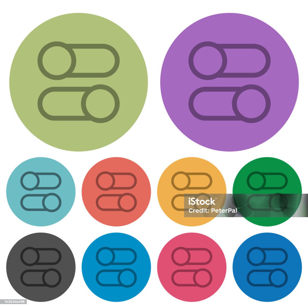 Horizontal Toggle Switches Outline Color Darker Flat Icons Stock
