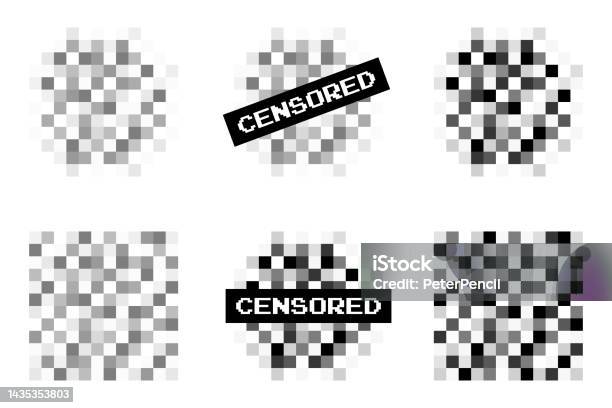Ensemble De Signes Censurés Au Pixel Spot De Censure Vectorielle Sur