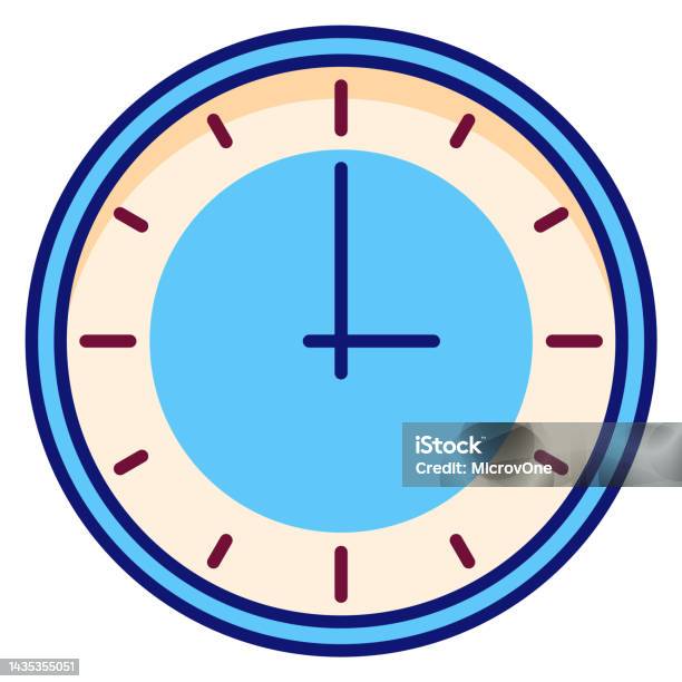 Cadran Dhorloge Rond Icône De Ligne De Couleur De Lhorloge Murale