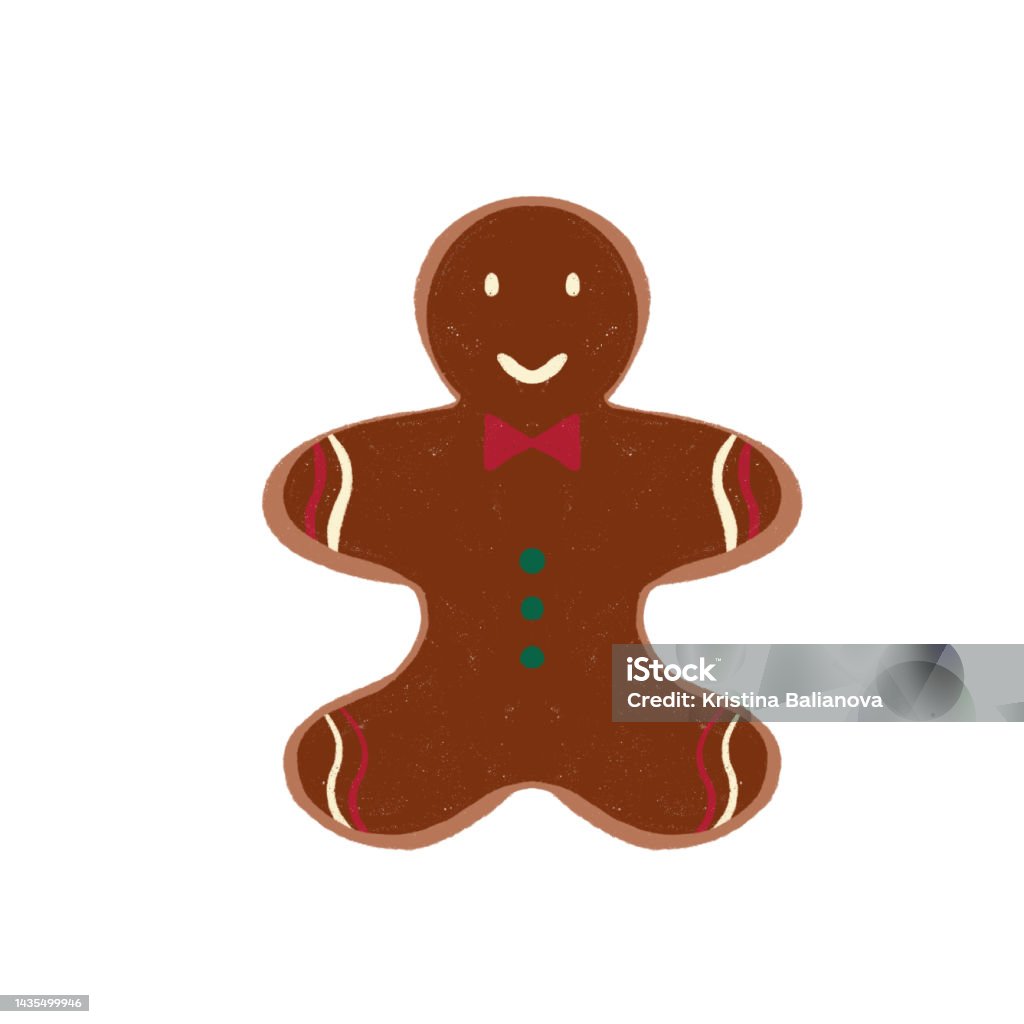 Gingerbread Man Christmas Icon Holiday Winter Symbols Isolated On White