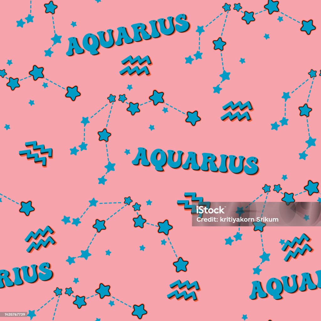 Aquarius Zodiac Star Seamless Pattern Aquarius Sign Symbol Stars Vector