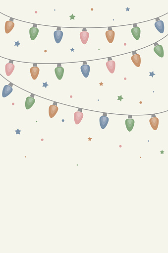Cord Of Colourful Christmas Lights Background With Ornaments Vector