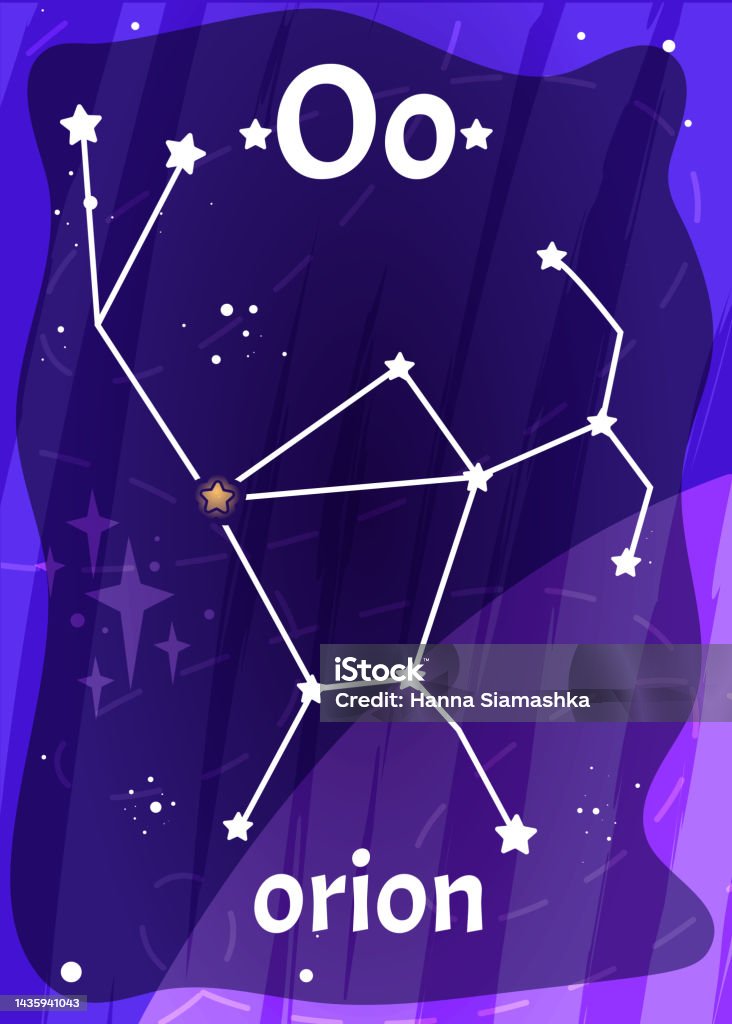 Kartu Flash Alfabet Ruang Kartun Dengan Huruf O Dan Konstelasi Orion ... Kartu Flash Alfabet Ruang Kartun Dengan Huruf O Dan Konstelasi Orion ...